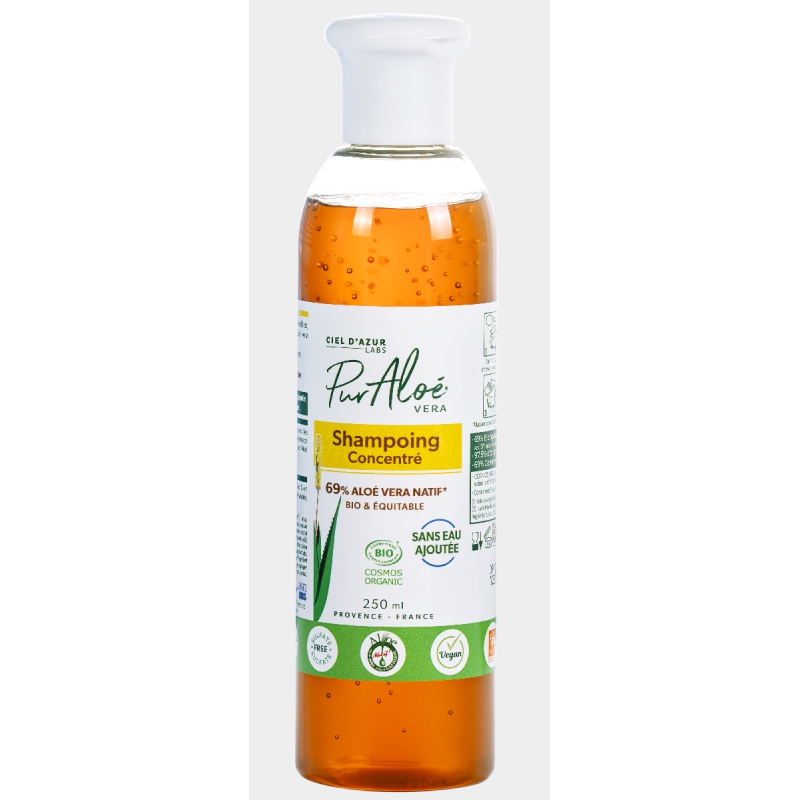 Pur'aloe Shampooing traitant Aloe Vera 250ml 70% aloe vera les copines bio