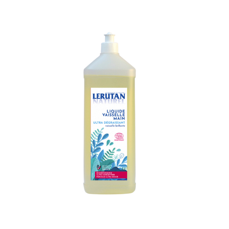 Lerutan Liquide vaisselle Ultra-concentrée Ultra-dégraissant Citron 1L Nature et progrès Les ...