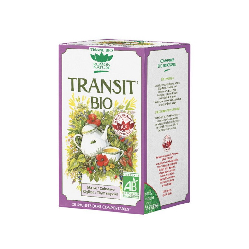 Romon Nature Tisane Transit bio 20 sachets réglisse mauve douceur et régularité Les copines bio