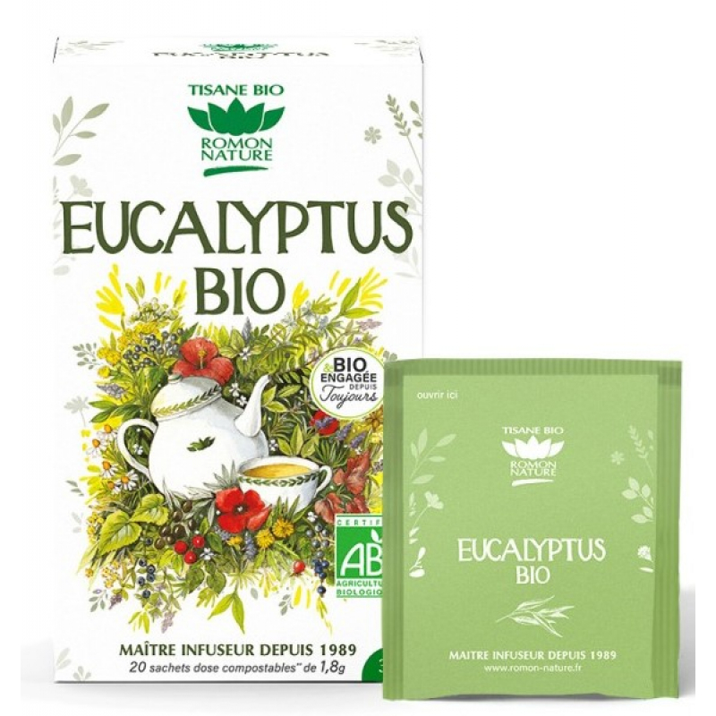 Romon Nature Tisane Eucalyptus bio 20 sachets propriétés balsamiques les copines bio