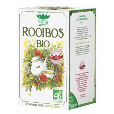 Romon Nature Tisane Rooibos bio 20 sachets infusion ambrée et rafraichissante afrique du sud Les ...
